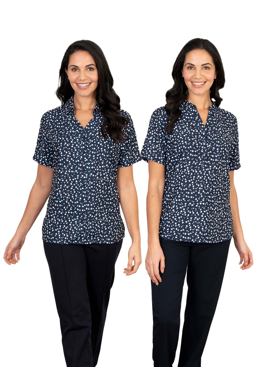 Orla Navy Blue Short Sleeve Blouse | Ladies Uniform | Vortex Designs ...