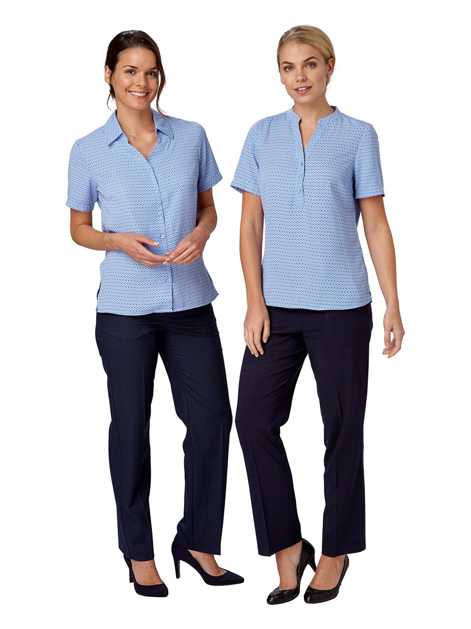 Beth print soft touch crepe top with 3 buttons | Sky blue | Ladies ...