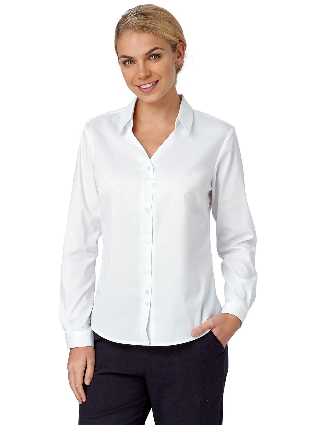Freya long sleeve blouse | White | Ladies Uniform | Vortex Designs ...