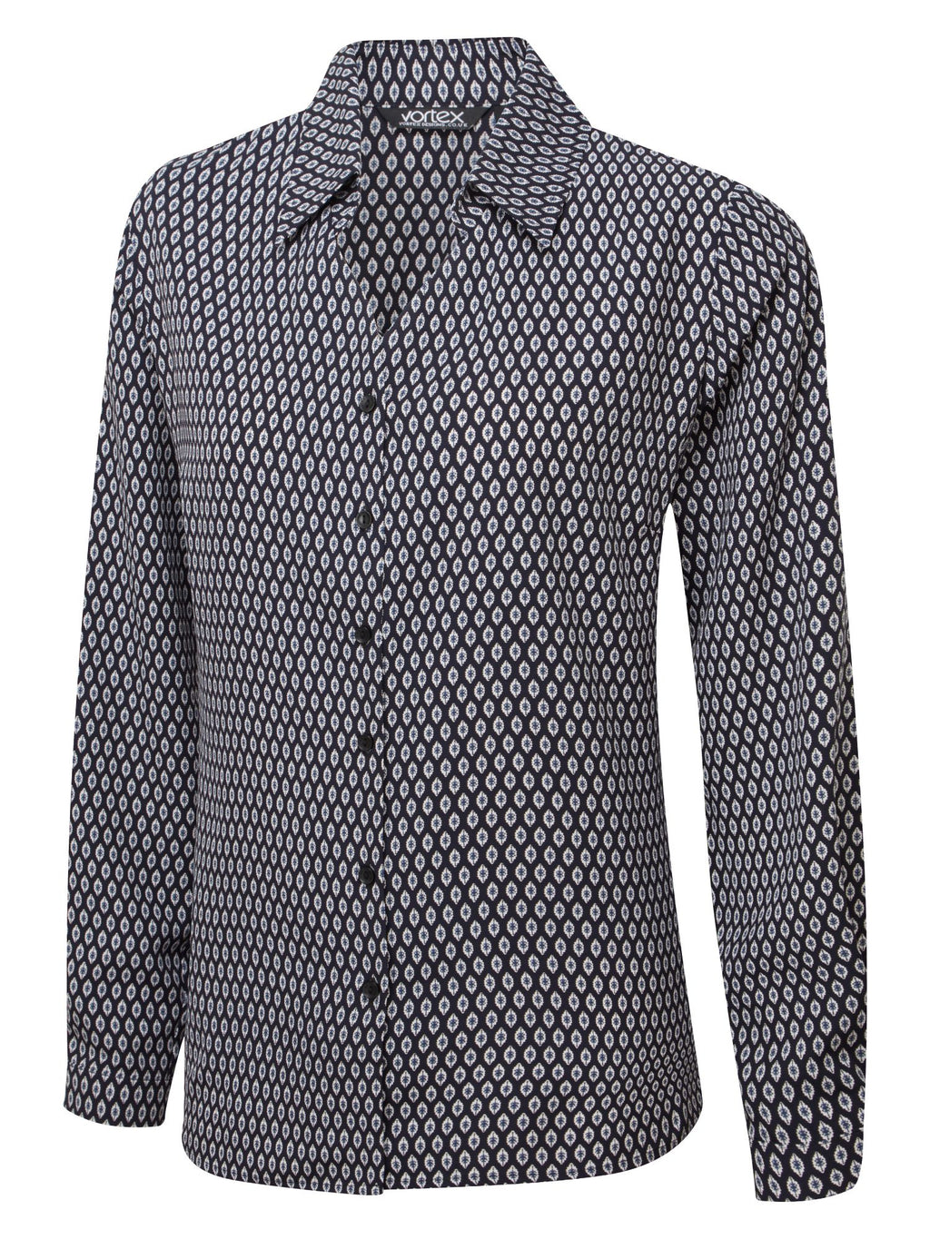 Emma long sleeve blouse with open collar | Navy Blue | Ladies Uniform ...