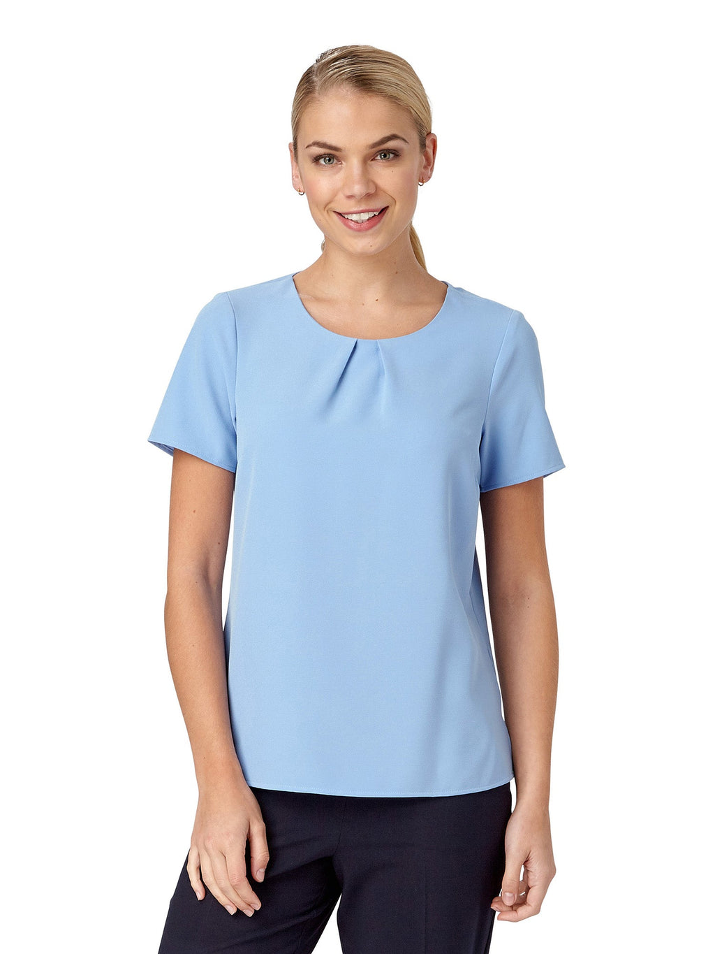 Short Sleeve Libby blouse in Sky Blue | Ladies Uniform Tops | Vortex ...