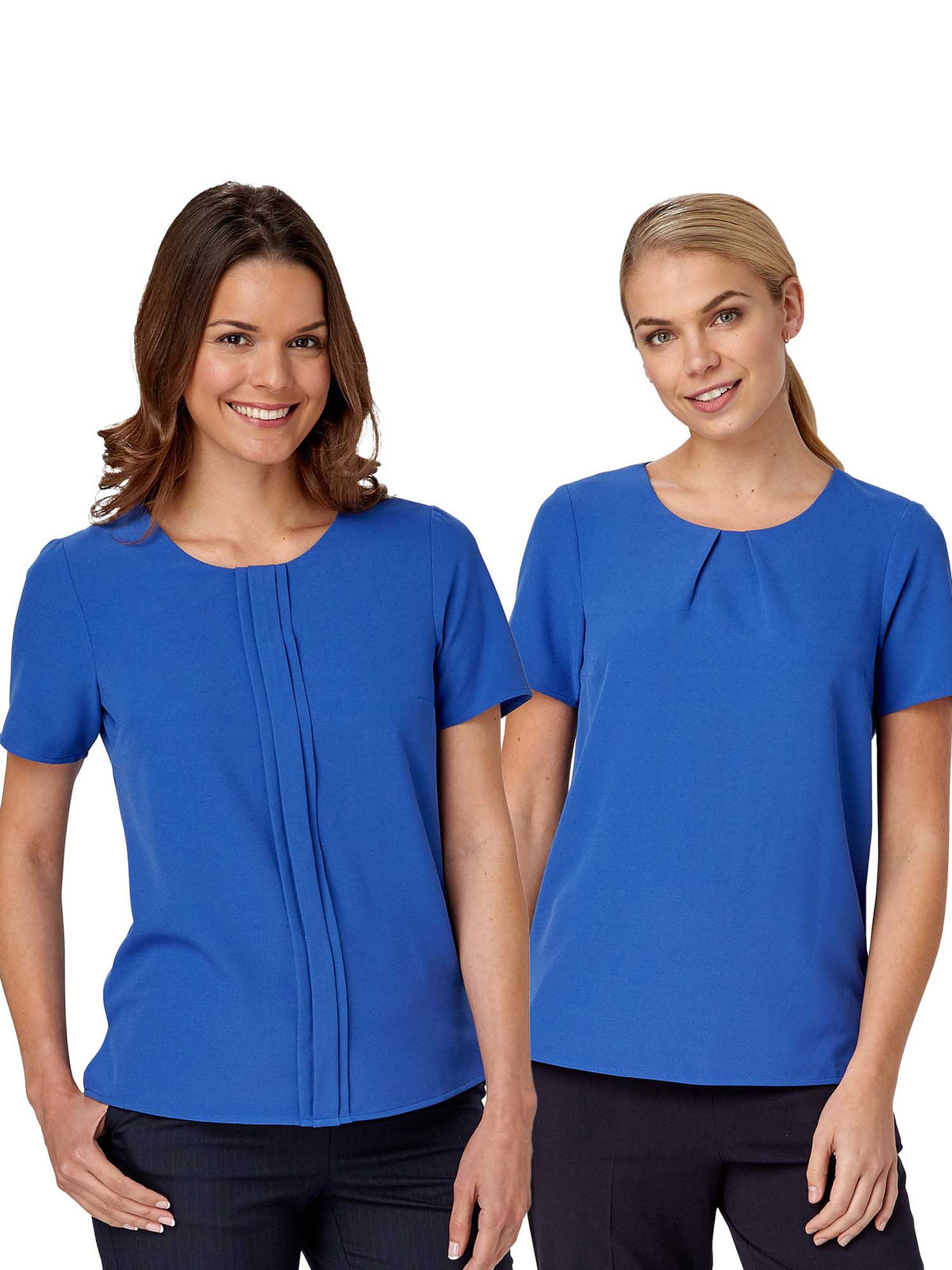 Poppy Colbalt Blue blouse with pleated panel | Ladies Uniform Top ...