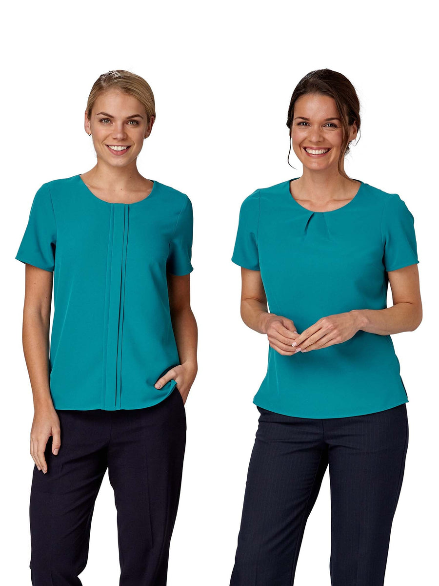 Poppy Jade Green blouse with pleated panel | Ladies Uniform | Vortex ...
