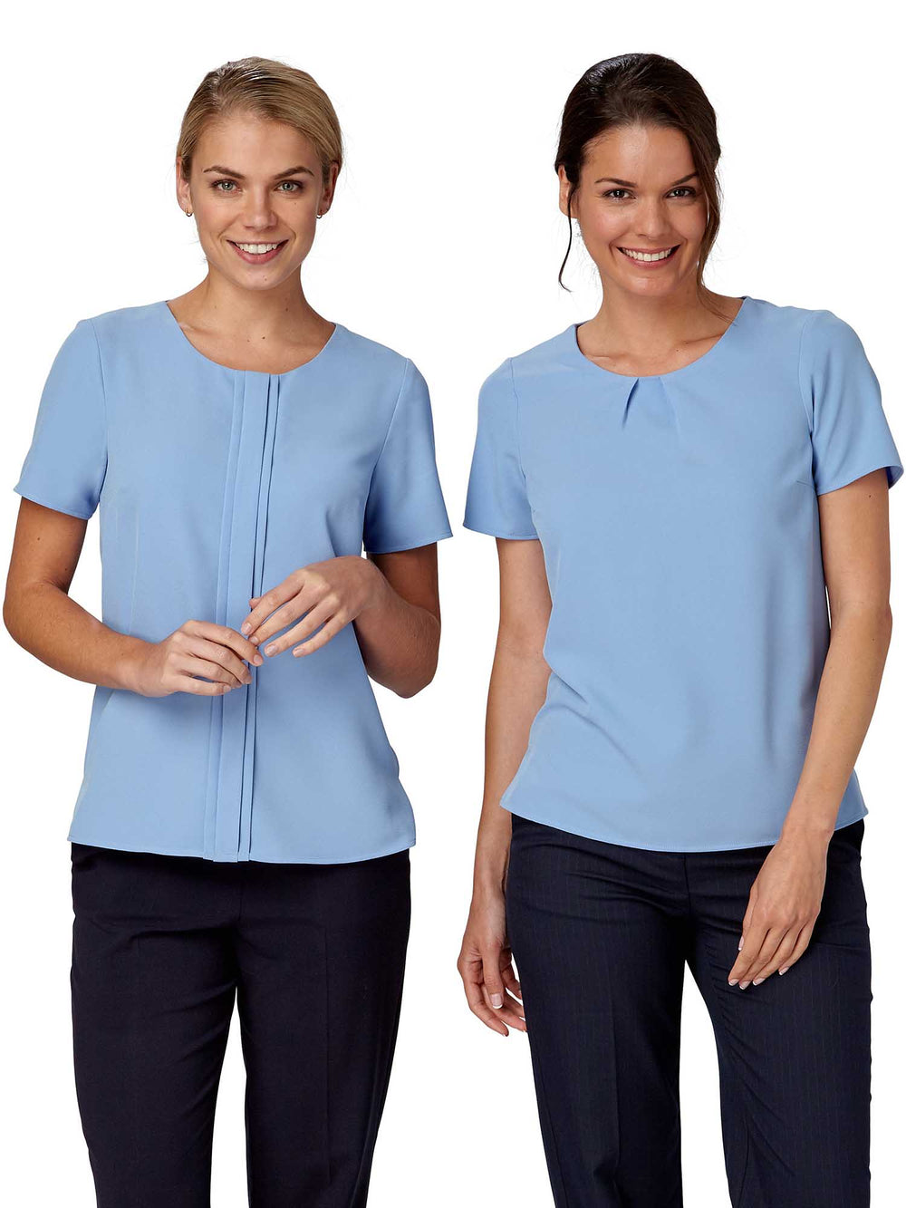 Short Sleeve Libby blouse in Sky Blue | Ladies Uniform Tops | Vortex ...