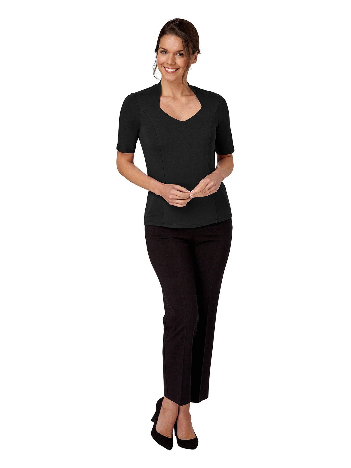 Marie Black stretch sweetheart neck top | Ladies Uniform | Vortex ...