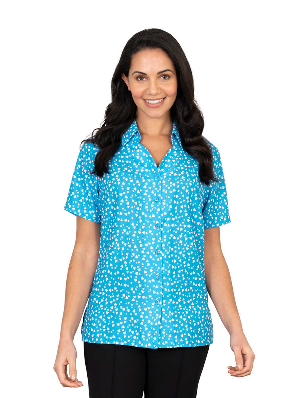 Orla Blue Short Sleeve Blouse | Ladies Uniform Tops | Vortex Designs ...