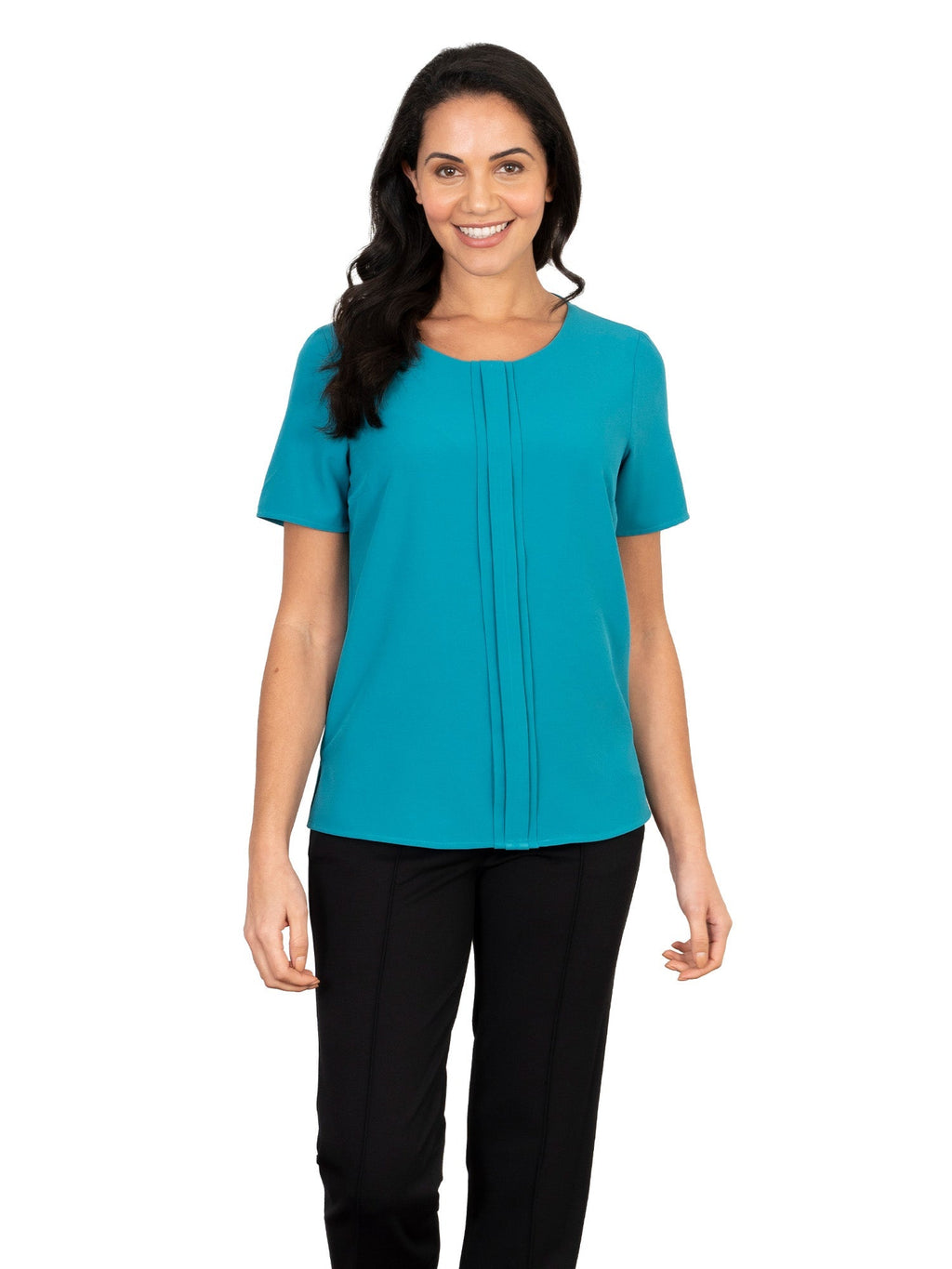 Poppy Jade Green blouse with pleated panel | Ladies Uniform | Vortex ...