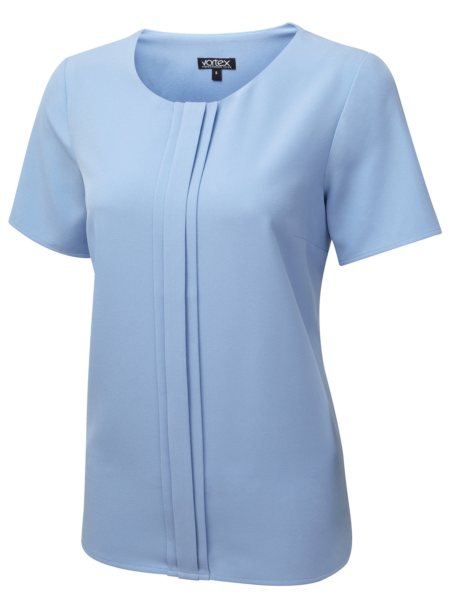 Poppy Sky Blue blouse with pleated panel | Ladies Uniform Tops | Vortex ...