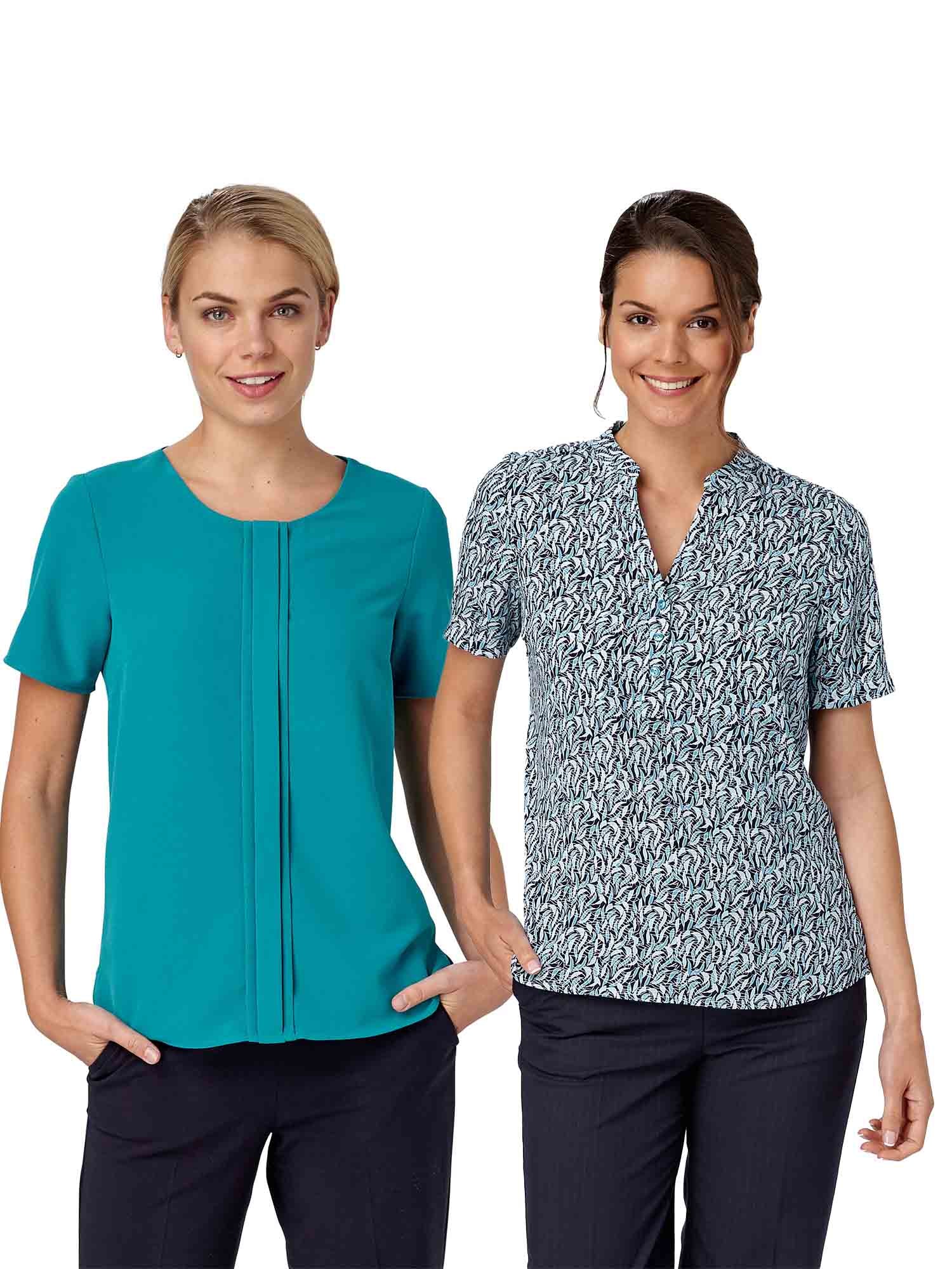 Poppy Jade Green blouse with pleated panel | Ladies Uniform | Vortex ...