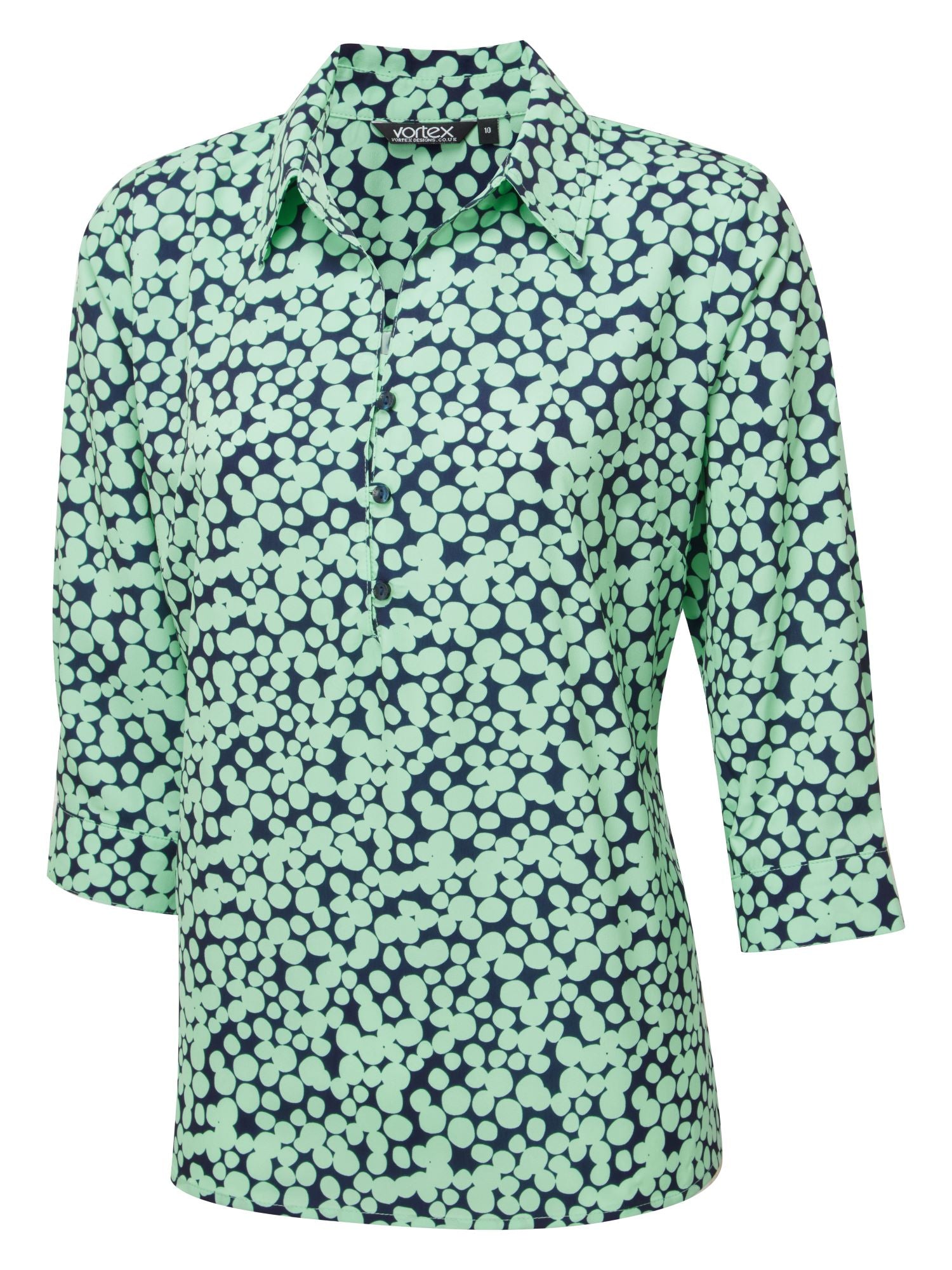 Sienna printed top with 3 buttons | Sage Green |Ladies uniform |Vortex ...